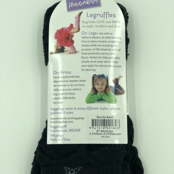 HUG-G-ALUGS | Accessories | Girls Huggalugs Solid Black Leg Arm Ruffles ...